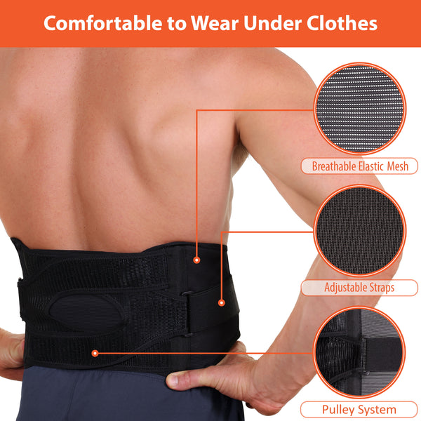 Back Brace with Pulley System | Customized Support | Black - NeoHealth